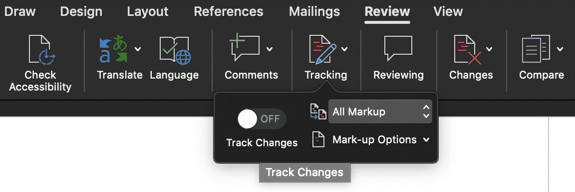 How to turn on Track Changes in Microsoft Word Documents