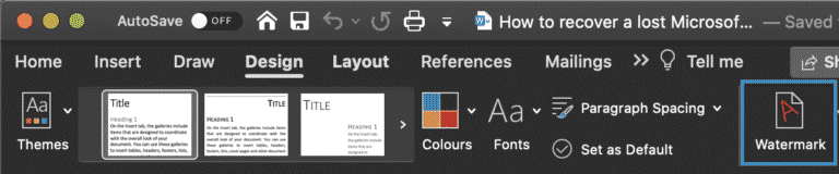 How to Insert a Draft watermark into Microsoft Word Documents
