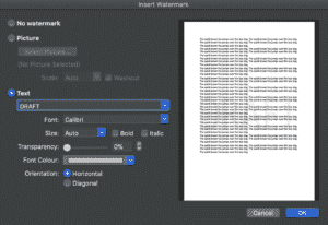 How to Insert a Draft watermark into Microsoft Word Documents
