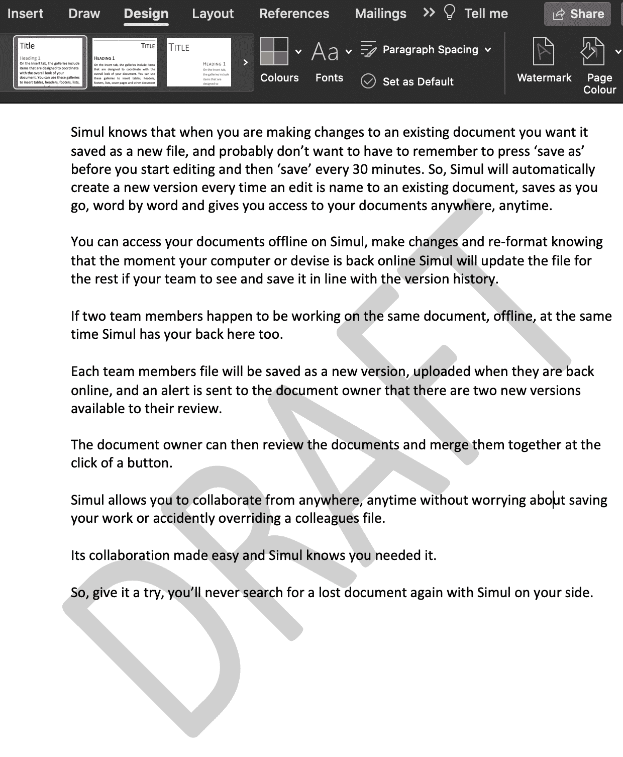 How to Insert a Draft watermark into Microsoft Word Documents