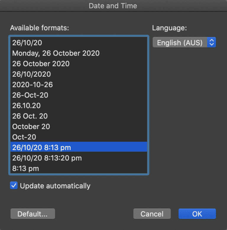 How to add the Date to the Header or Footer in your Word Document