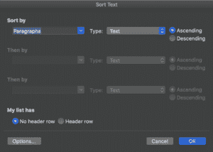 How to sort a list that's in a Microsoft Word Document