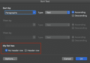 How to sort a list that's in a Microsoft Word Document