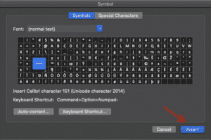 How to insert an Em Dash in a Microsoft Word document