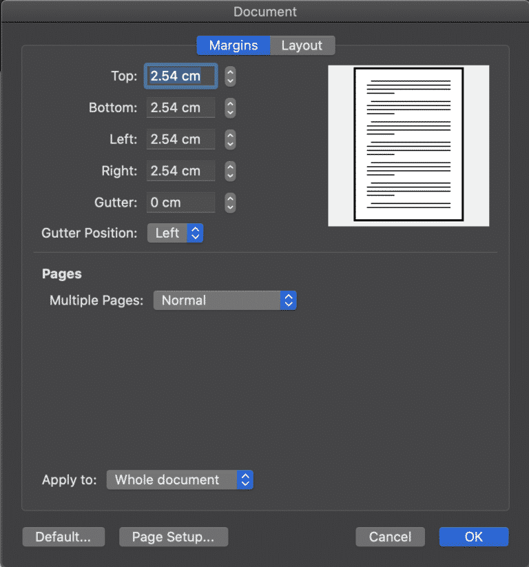 How to change margins in a Microsoft Word document