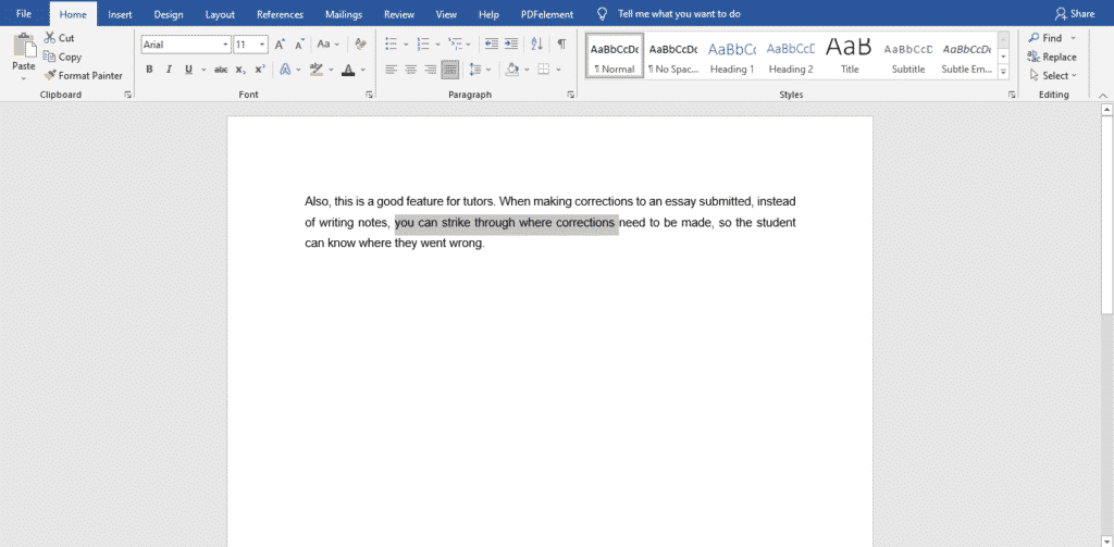 How To Draw A Line Through Text In A Microsoft Word Document