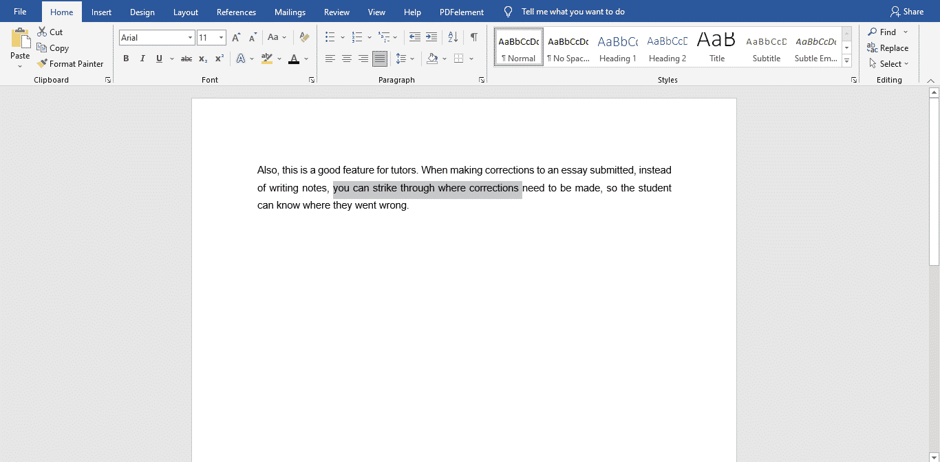 How To Draw A Line Through Text In A Microsoft Word Document