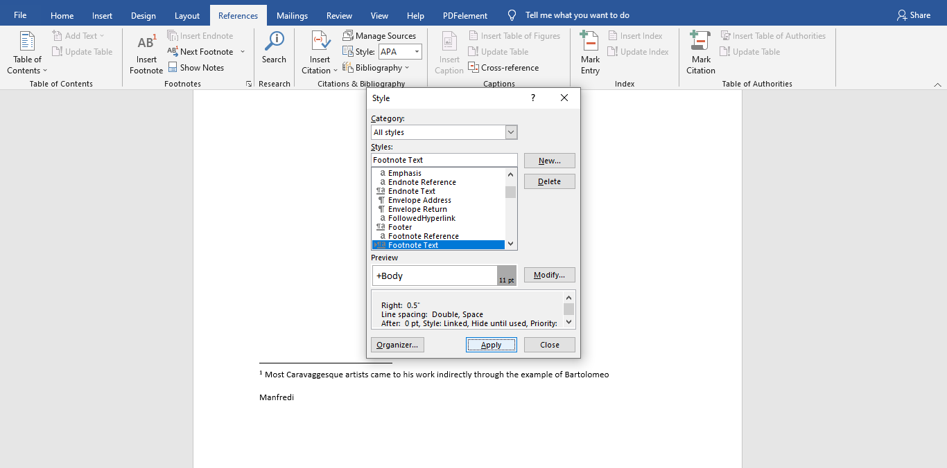 How to add footnotes in a Microsoft word document