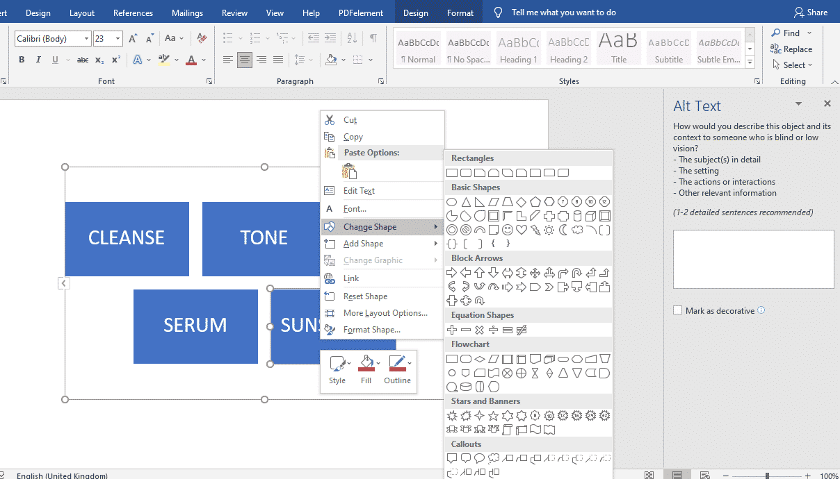 How to create a flowchart in a Microsoft Word document