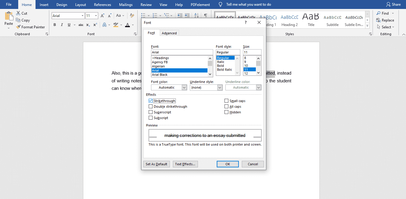 How To Draw A Line Through Text In A Microsoft Word Document