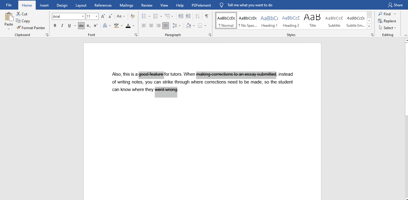How To Draw A Line Through Text In A Microsoft Word Document