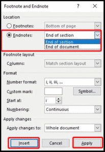 How to change the location of footnotes or endnotes in Microsoft Word