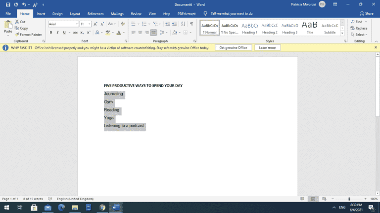Keyboard shortcut to add bullet points in Microsoft Word