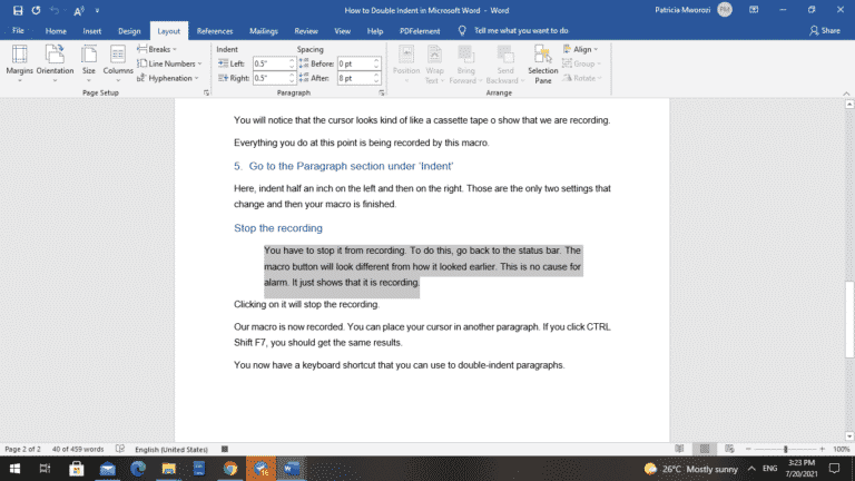 How to Double Indent in a Microsoft Word document