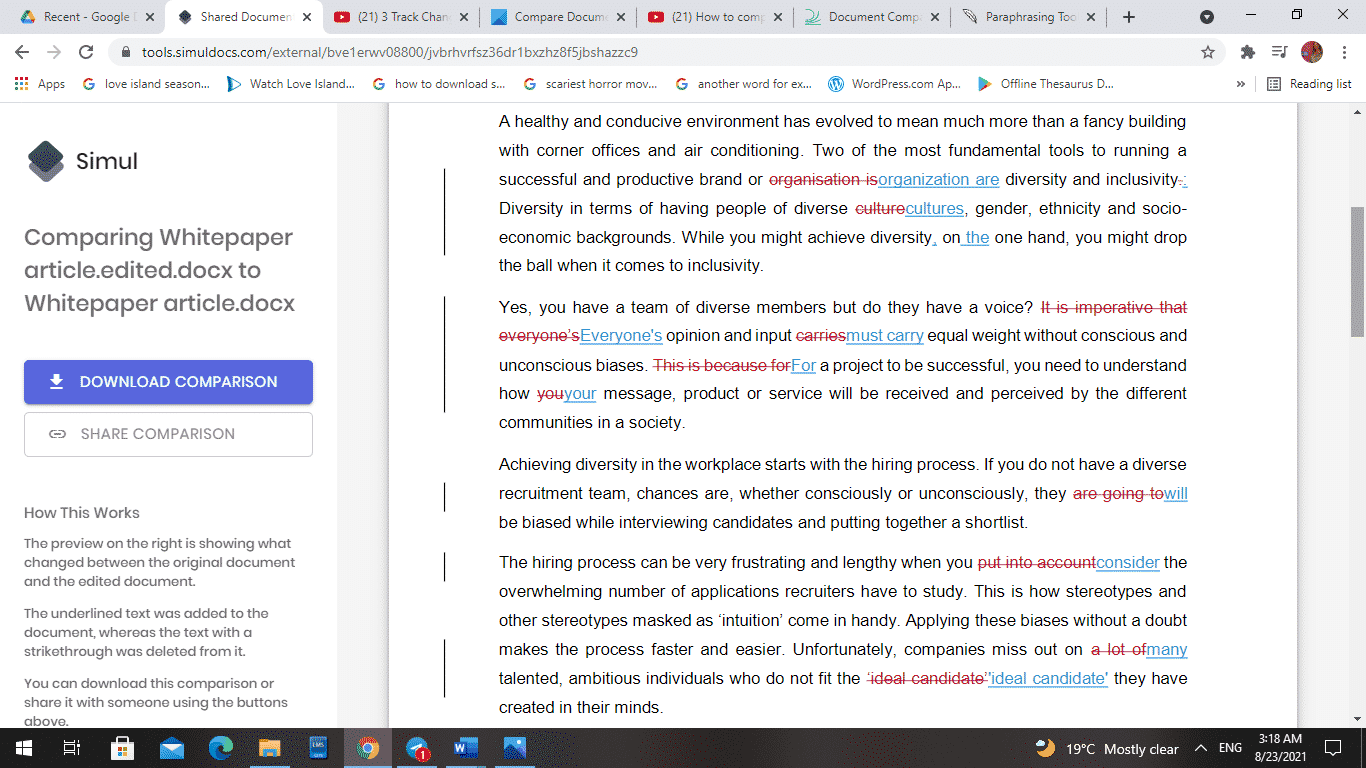 How to Track Changes without track changes turned on