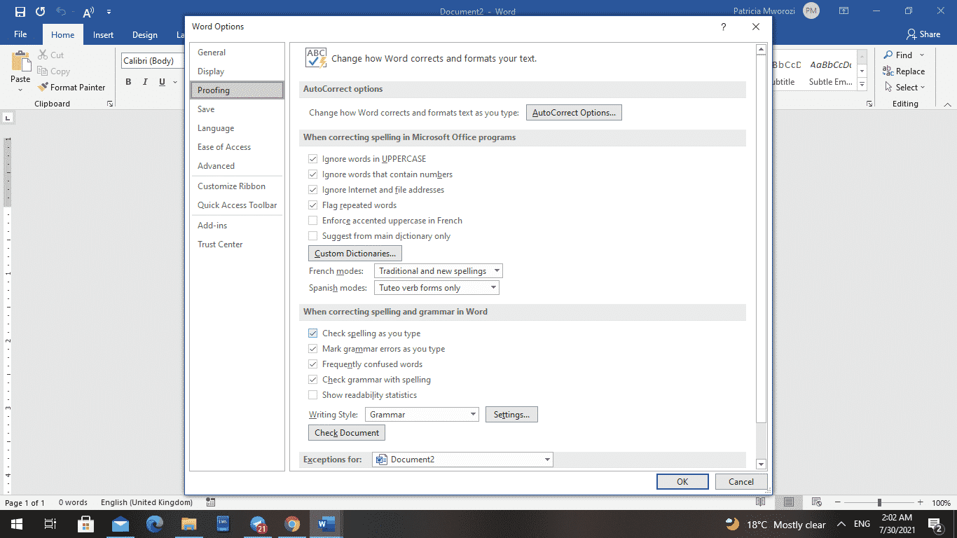 How to Turn Spell Check On or Off in Microsoft Word