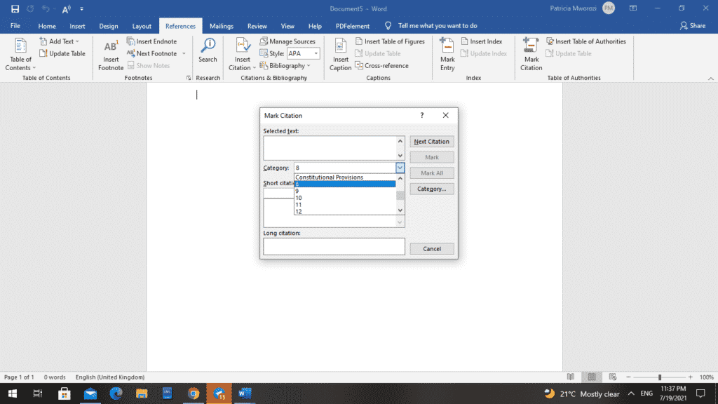 How To Add A Table Of Authorities To Microsoft Word