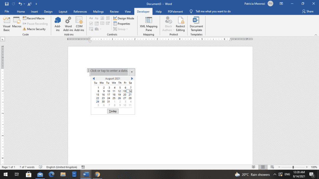 How To Add A Date Picker To A Form In Microsoft Word
