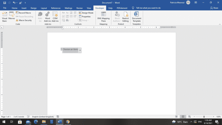 How to add dropdown fields to a form in Microsoft Word