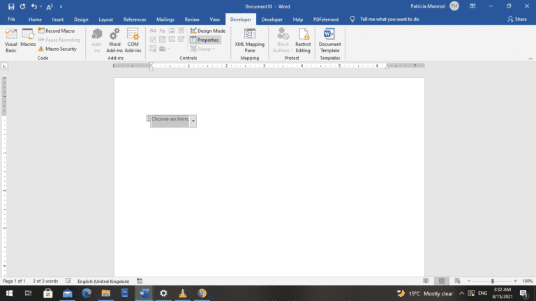 How to create a fillable form in a Microsoft Word document