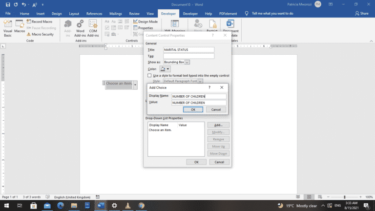 How to create a fillable form in a Microsoft Word document