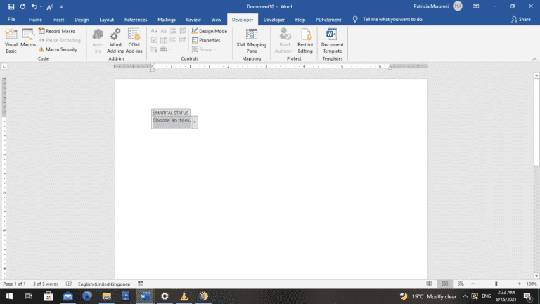How to create a fillable form in a Microsoft Word document