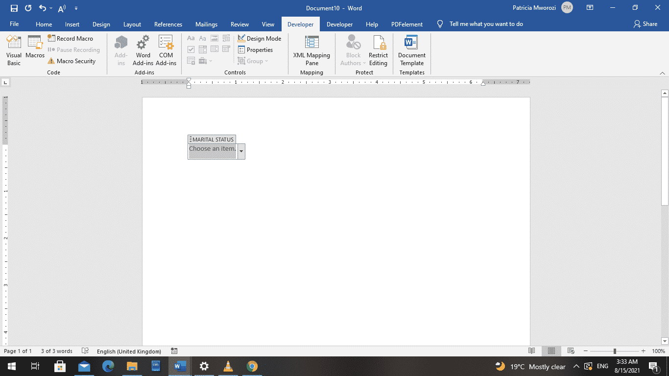 How to create a fillable form in a Microsoft Word document