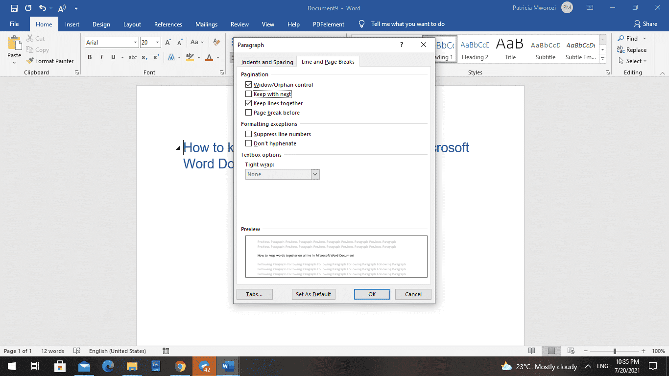 How To Keep Words Together On A Line In Microsoft Word Simul Docs