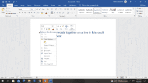 How to keep words together on a line in Microsoft Word