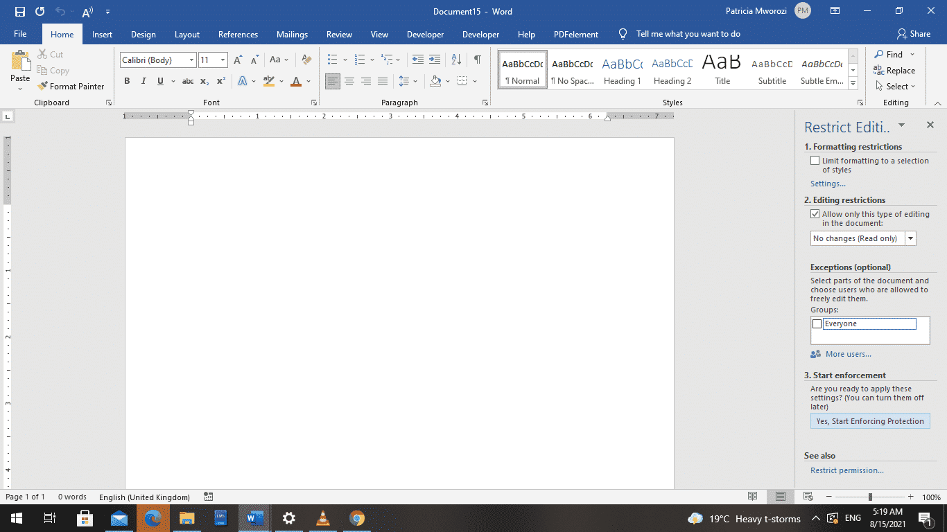 How to restrict editing in a Microsoft Word document