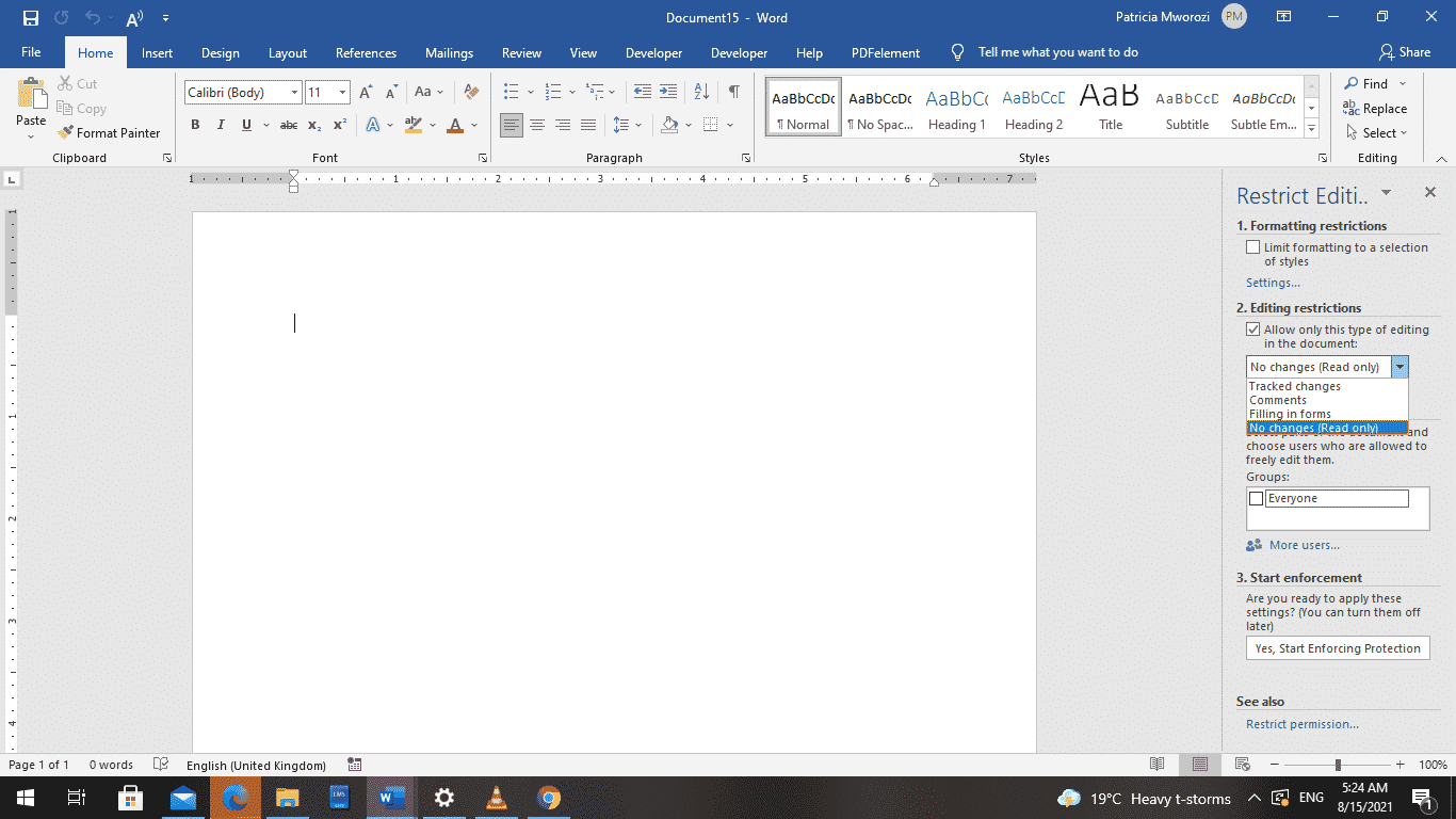 How to restrict editing in a Microsoft Word document