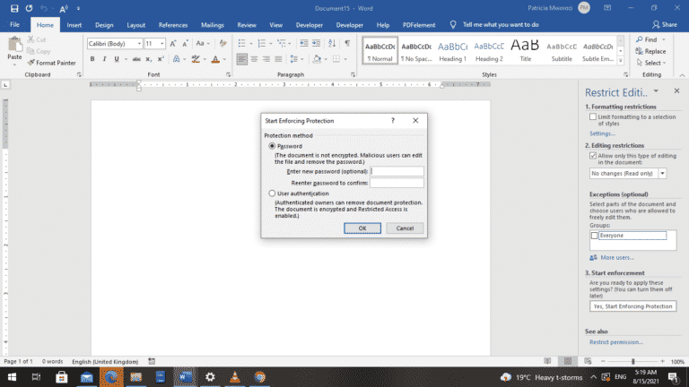 How to restrict editing in a Microsoft Word document