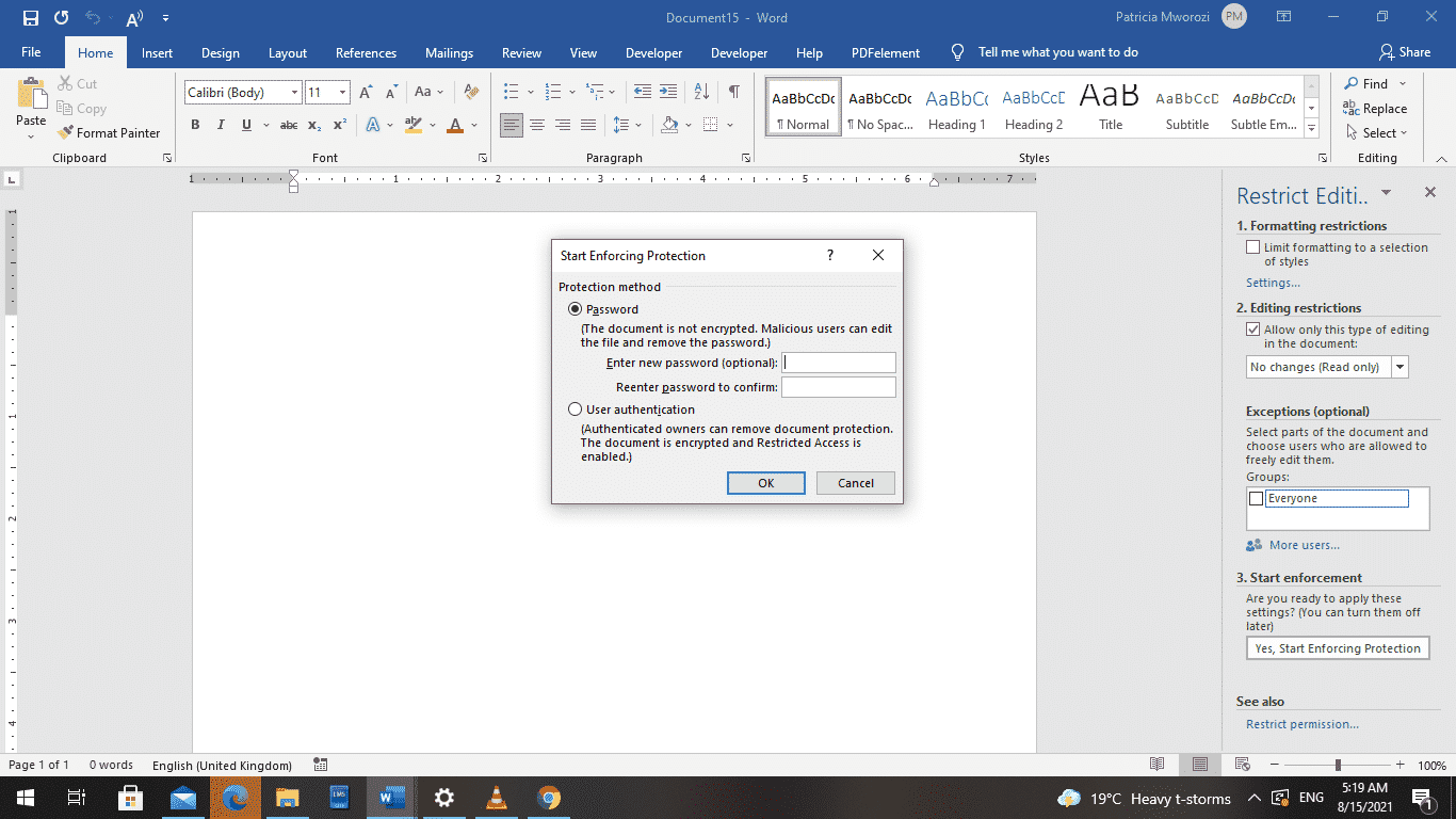 How to restrict editing in a Microsoft Word document