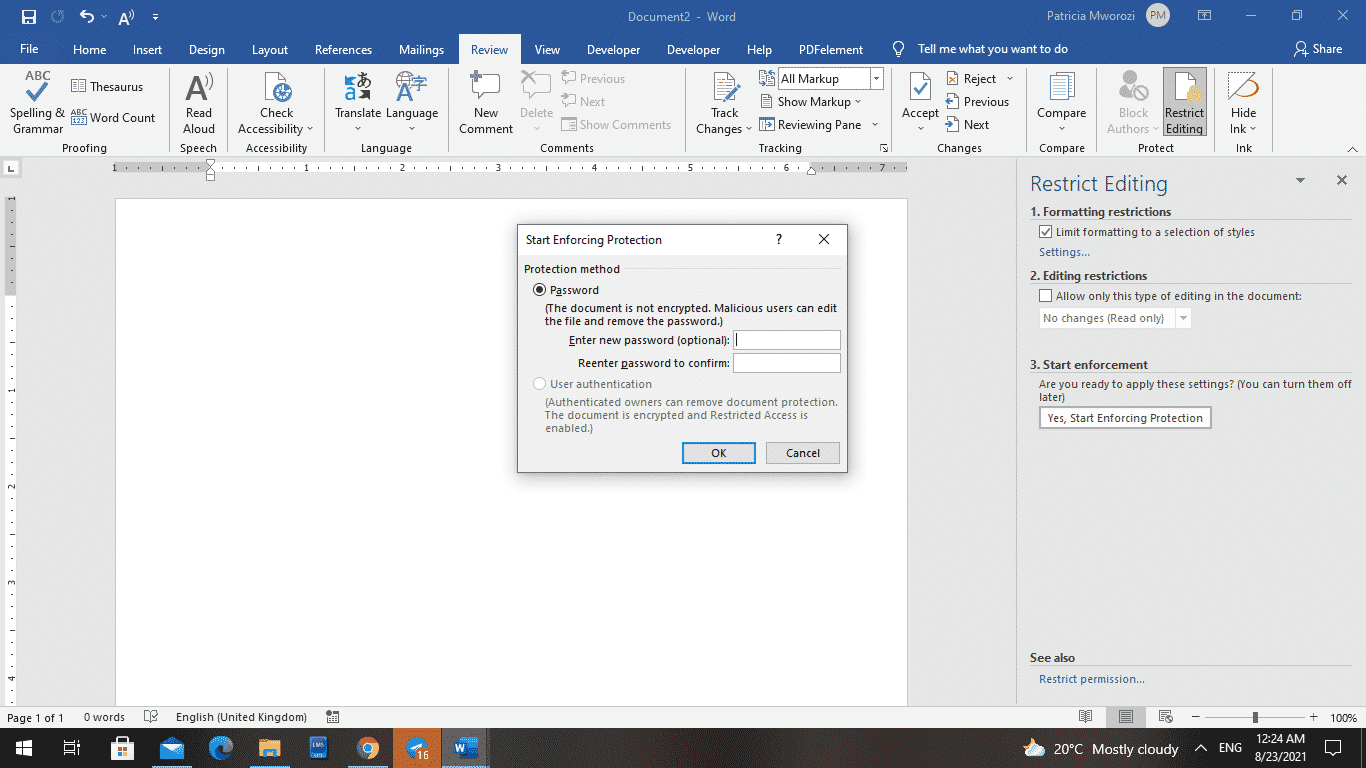 How to restrict formatting changes in Microsoft Word