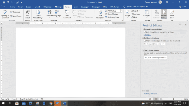 How to restrict formatting changes in Microsoft Word