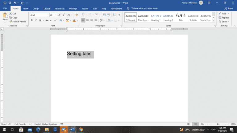 How to set the tabs in your Microsoft Word document