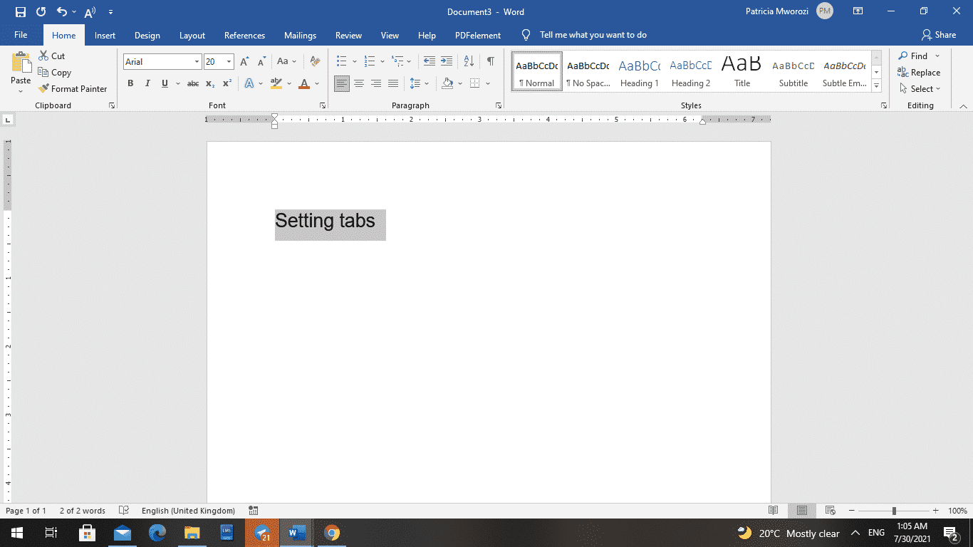 How to set the tabs in your Microsoft Word document
