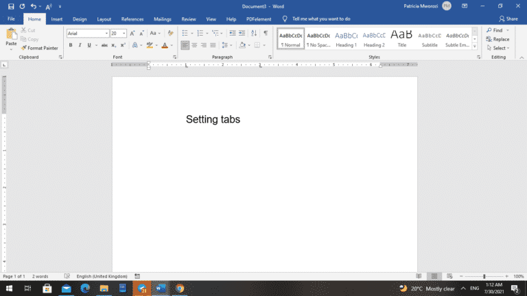 How to set the tabs in your Microsoft Word document