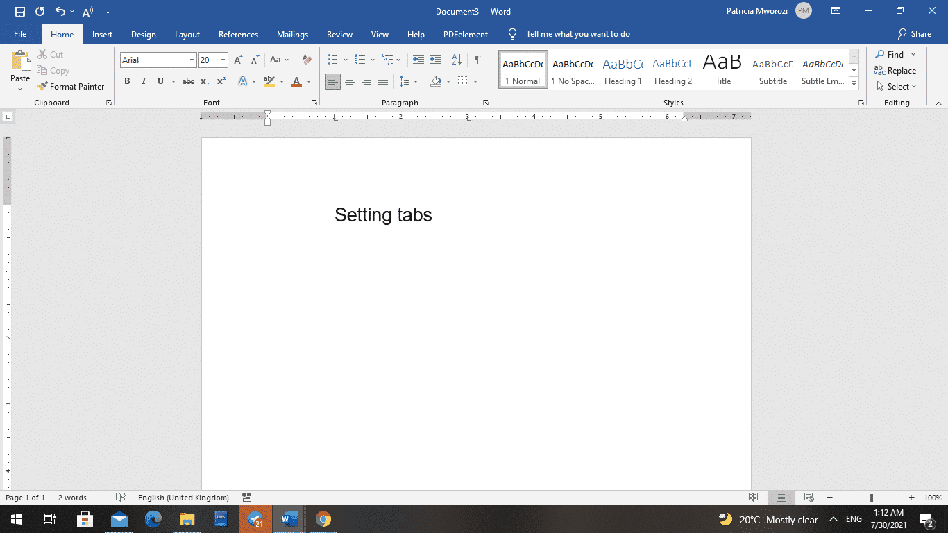 How to set the tabs in your Microsoft Word document