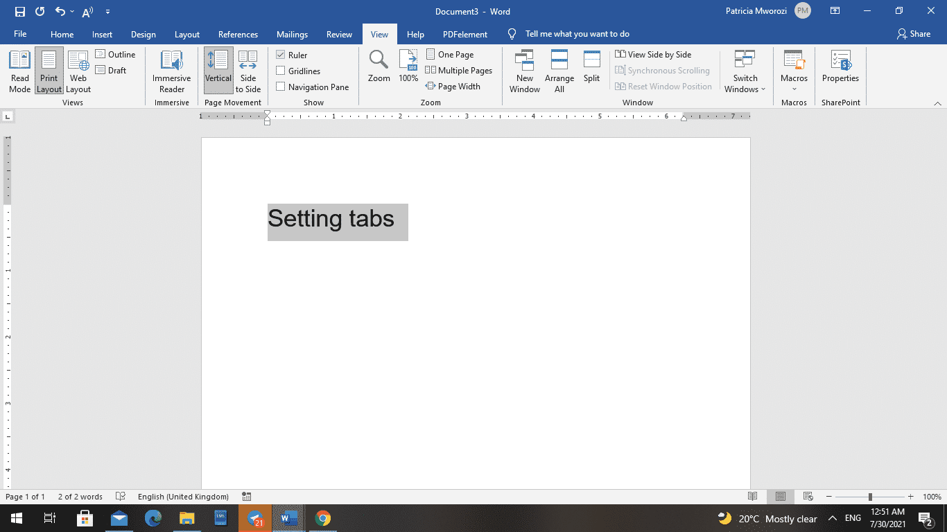 How to set the tabs in your Microsoft Word document