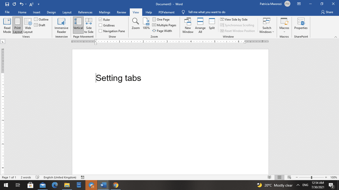 How to set the tabs in your Microsoft Word document