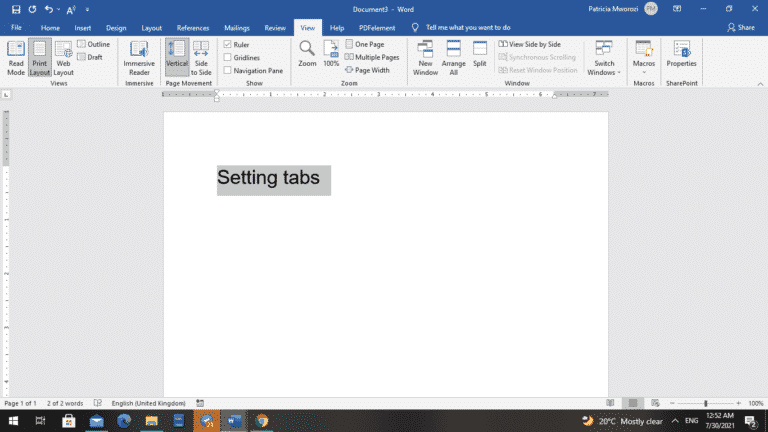 How to set the tabs in your Microsoft Word document