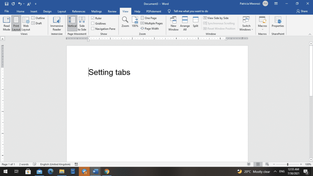 How To Set The Tabs In Your Microsoft Word Document