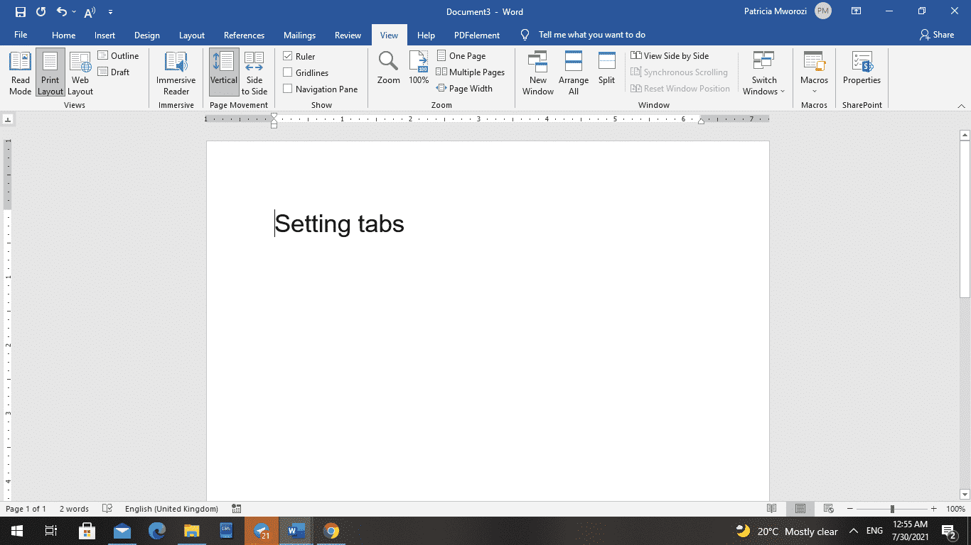 How to set the tabs in your Microsoft Word document