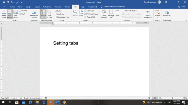 How to set the tabs in your Microsoft Word document