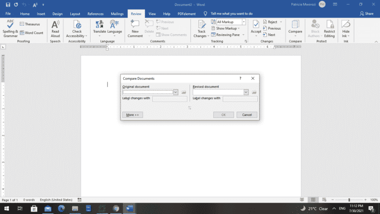 How to use the Compare Feature in Microsoft Word
