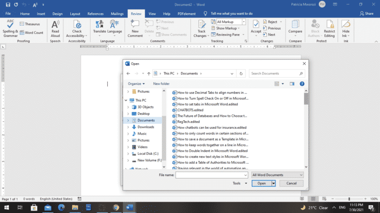 How to use the Compare Feature in Microsoft Word