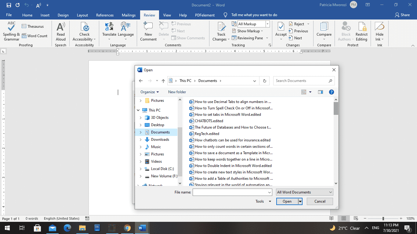 How to use the Compare Feature in Microsoft Word
