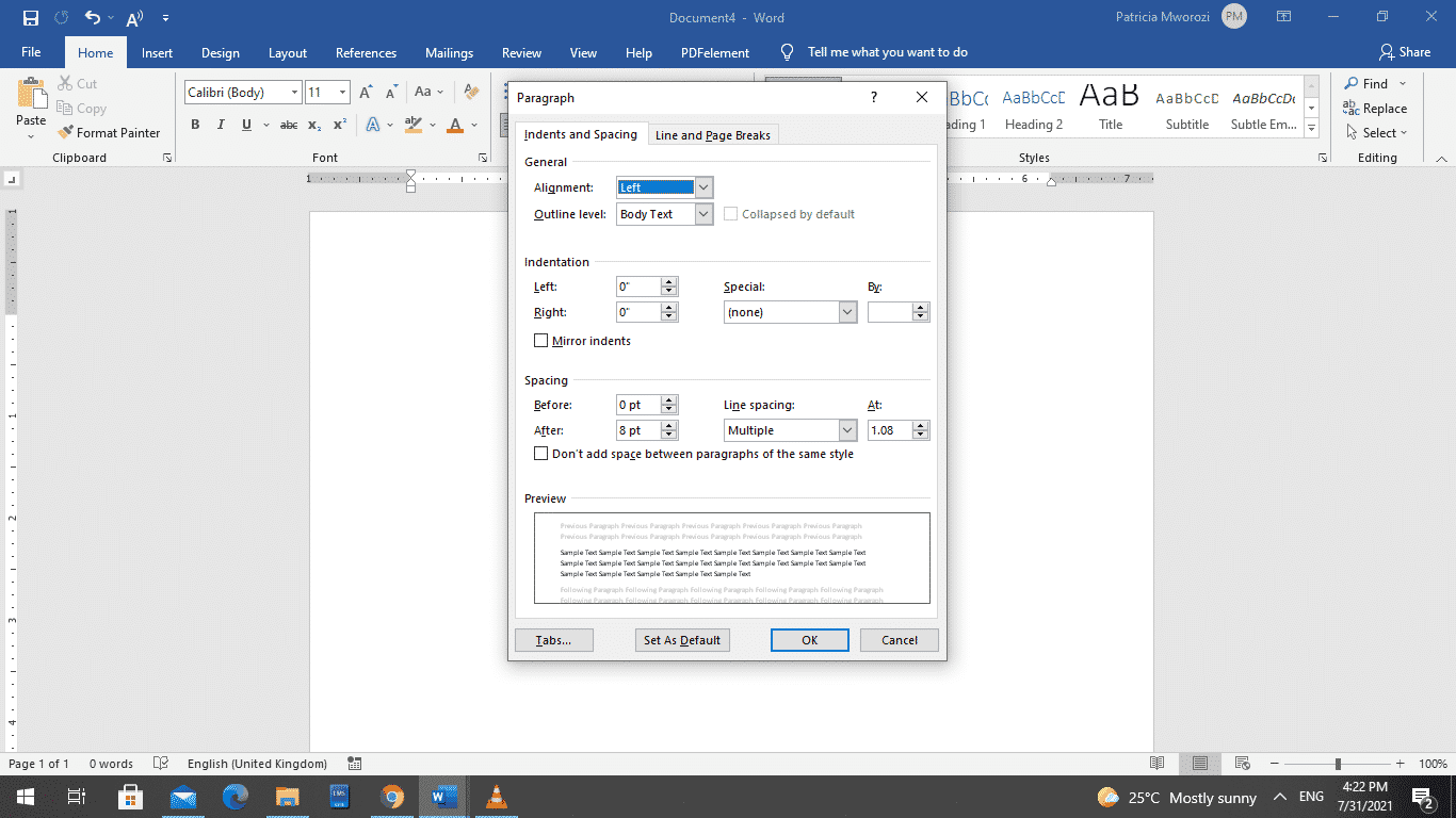 How to use Right Tabs in a Microsoft Word document