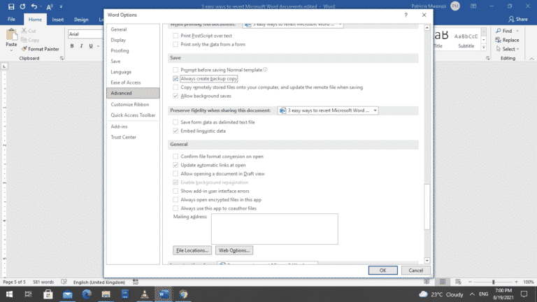 Four easy ways to revert Microsoft Word documents